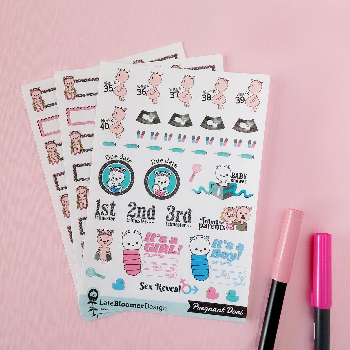 Pregnancy Sticker Kit/pregnancy Planner Stickers/character - Etsy