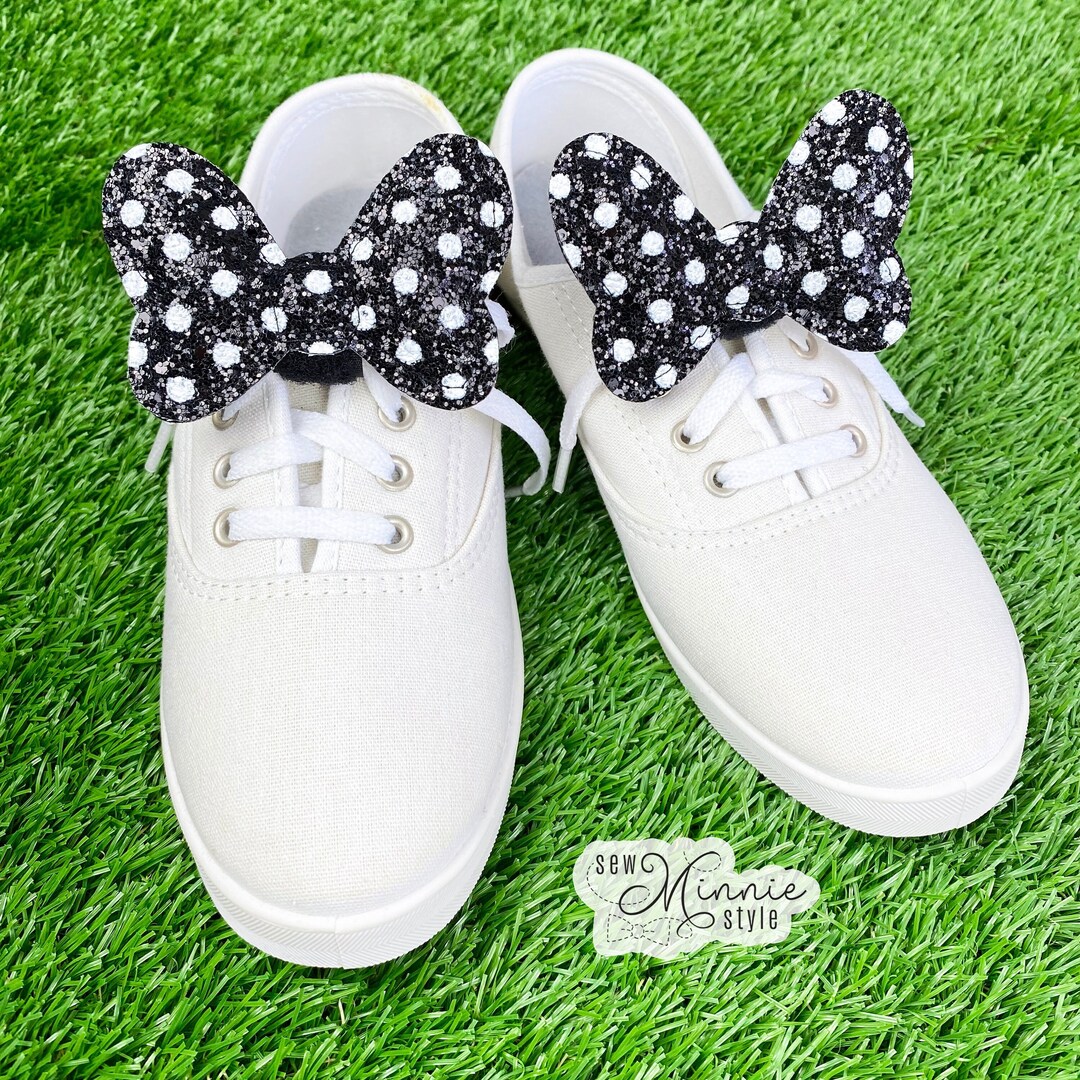 Shoe Bows Black Glitter Distressed Dots - Etsy