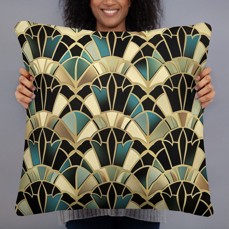 Art Deco Stained Glass Modern Basic Pillow - Etsy