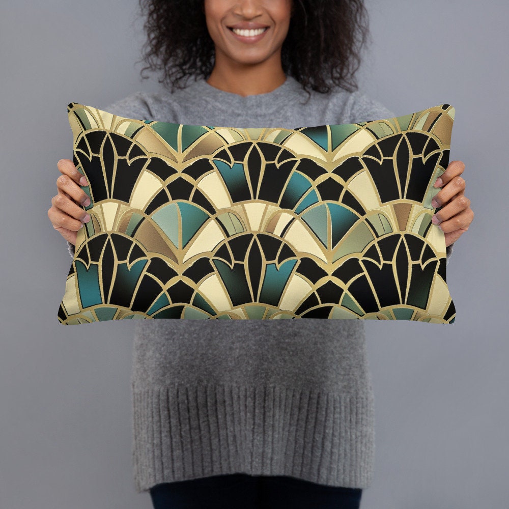Art Deco Stained Glass Modern Basic Pillow - Etsy