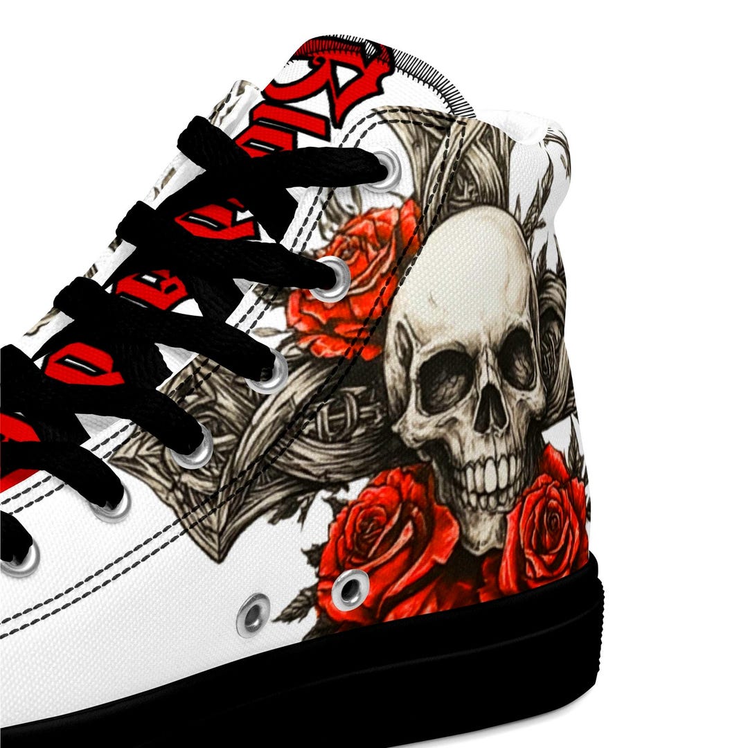 Blood and Bones - Men’s High Top Canvas Shoes, Skull,roses,cross,goth ...