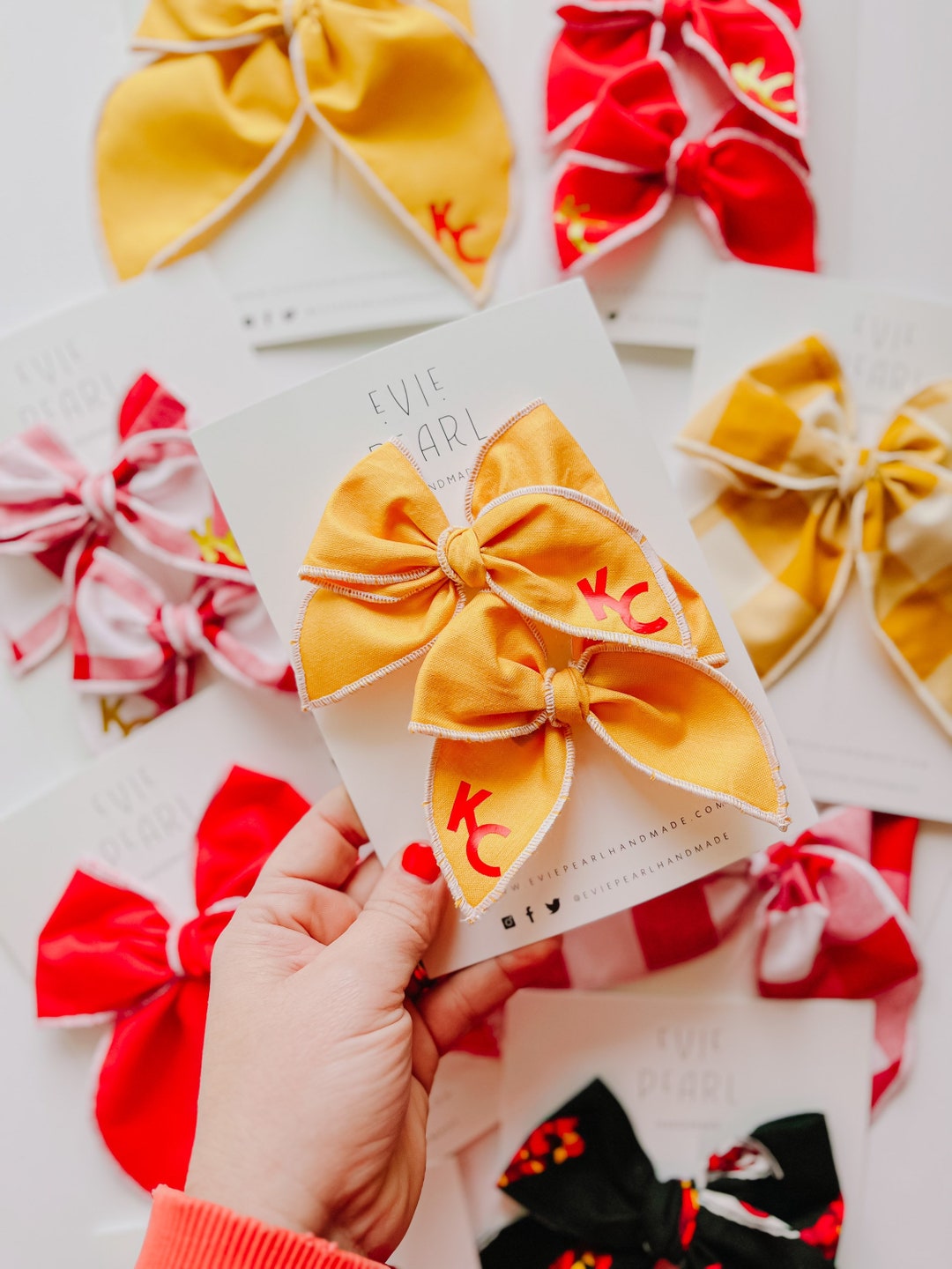Kansas City Hair Bows, Red Gold KC Game Day Hair Accessories for ...