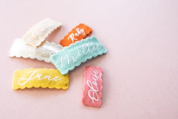 Personalized Snap Clips Name Clip Wool Snap Clip Name Snap - Etsy