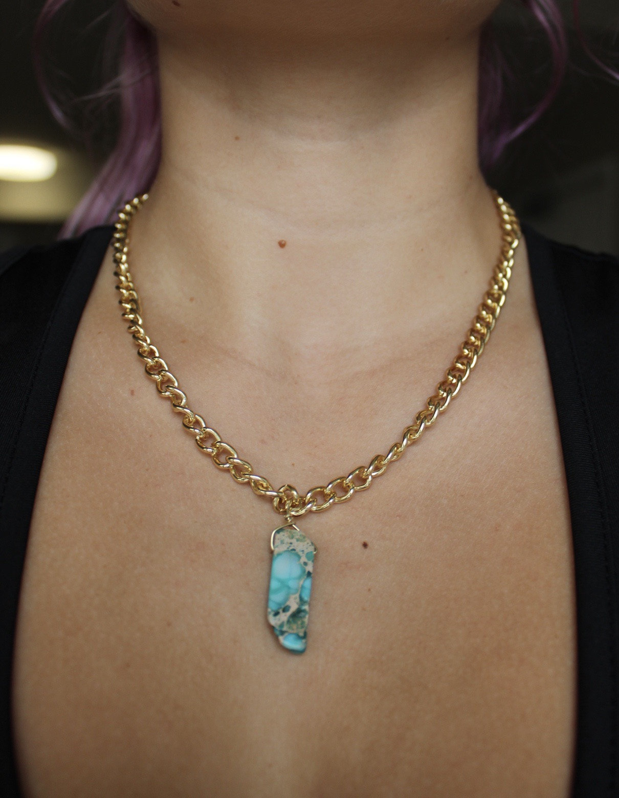 Turquoise Marbled Chucky Necklace | Etsy