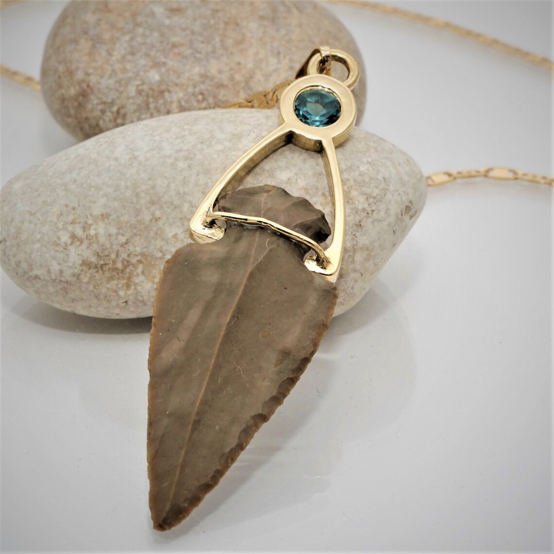London Blue Topaz, Arrowhead Obsidian Necklace - Etsy