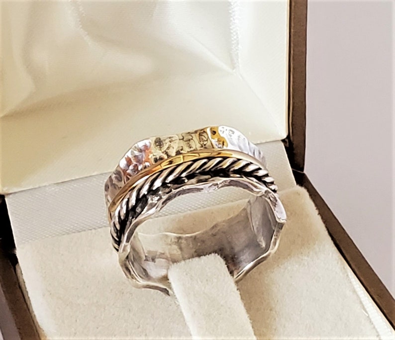 Wave Spinner Ring Cluster Infinity Ring Hammered Thumb Ring - Etsy