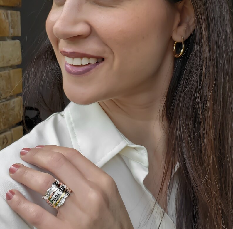 I Am for My Beloved Ring Silver and 9K Gold Spinner Ring - Etsy