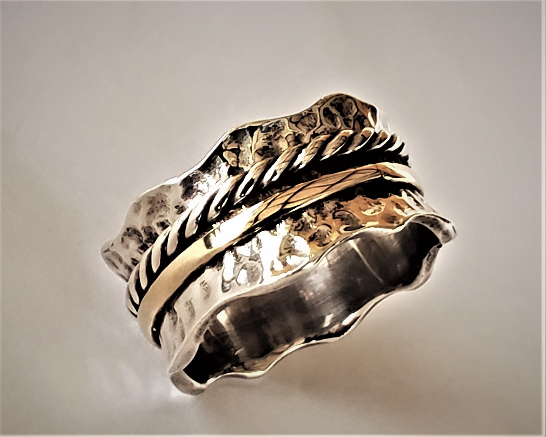 Wave Spinner Ring Cluster Infinity Ring Hammered Thumb Ring | Etsy