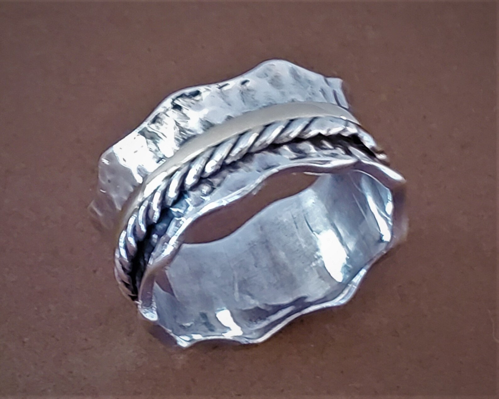 Wave Spinner Ring Cluster Infinity Ring Hammered Thumb Ring - Etsy