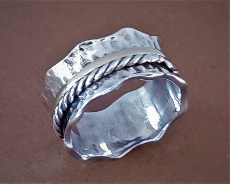 Wave Spinner Ring Cluster Infinity Ring Hammered Thumb Ring - Etsy