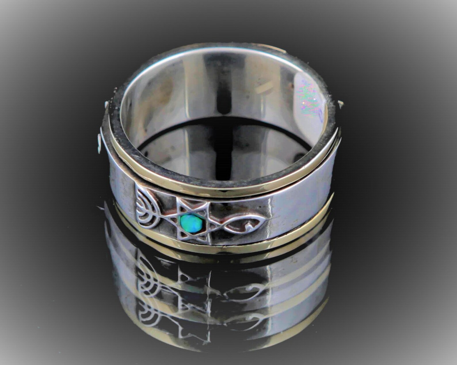 Menorah Ring Magen David Ring Evil Eye Ring Silver and Gold - Etsy