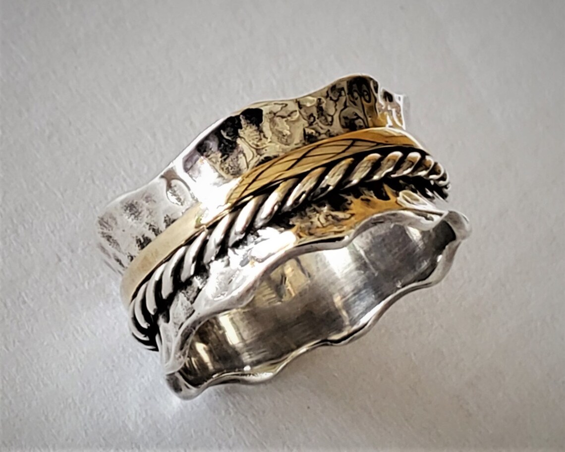 Wave Spinner Ring Cluster Infinity Ring Hammered Thumb Ring - Etsy