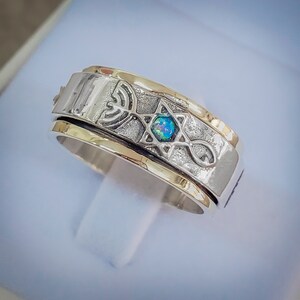 Opal Messianic Ring, Magen David Ring, Menorah, Fish, Christian Ring ...