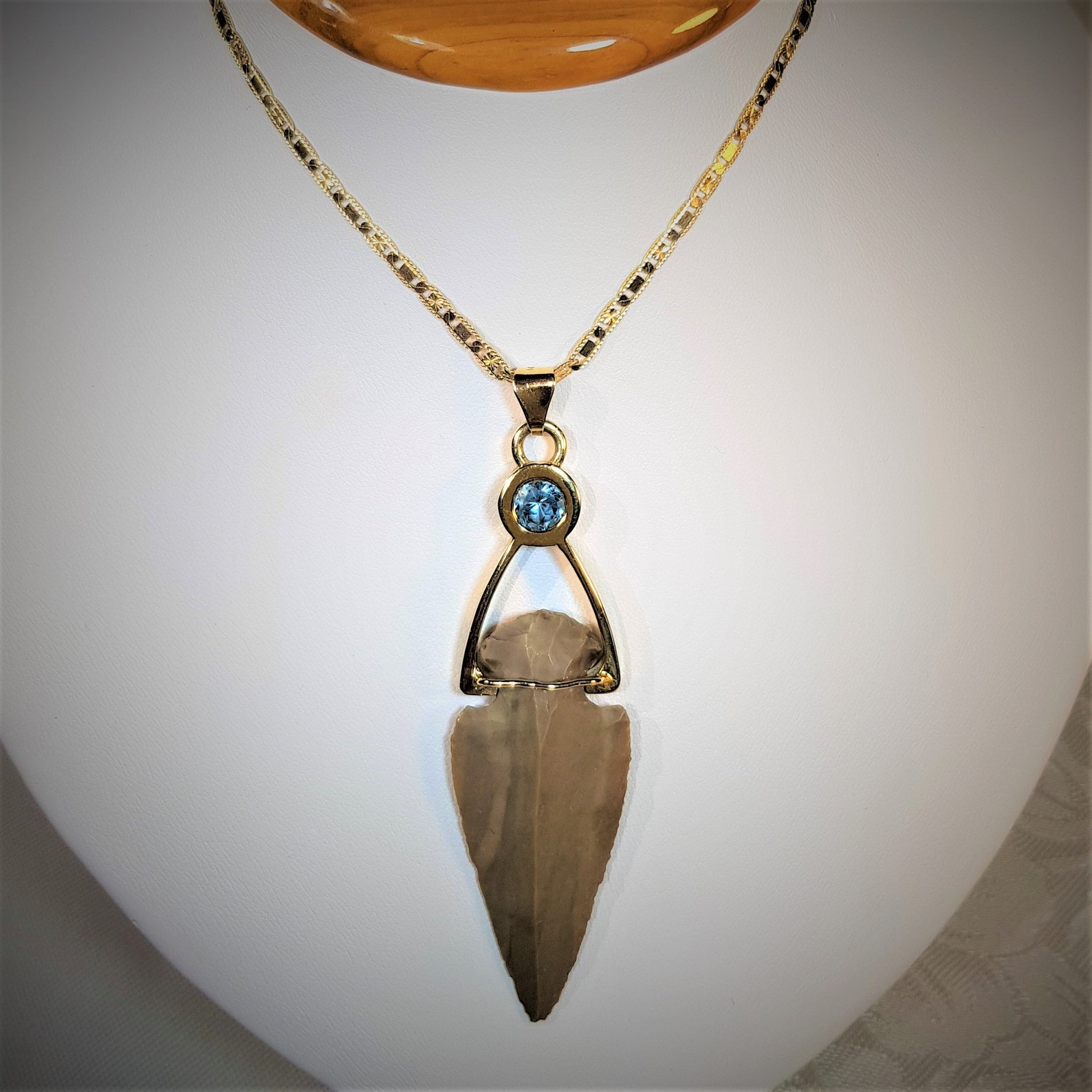 London Blue Topaz, Arrowhead Obsidian Necklace - Etsy
