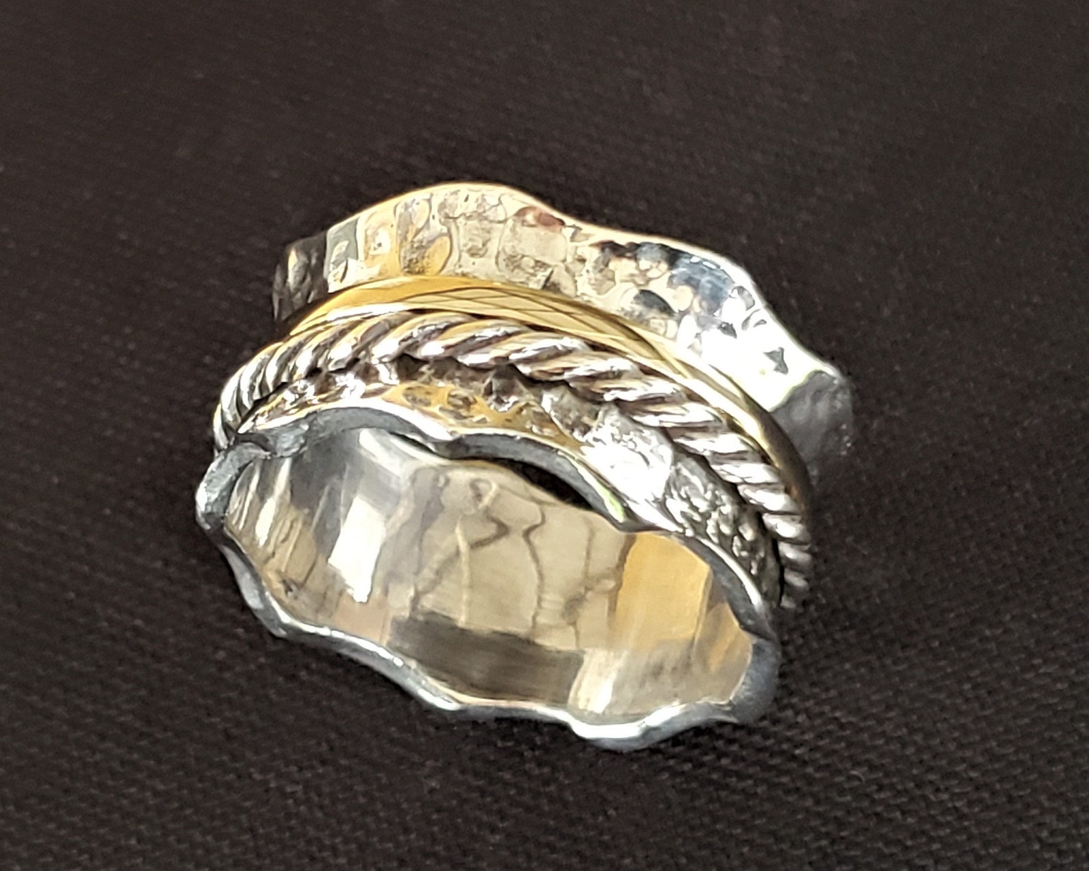 Wave Spinner Ring Cluster Infinity Ring Hammered Thumb Ring - Etsy