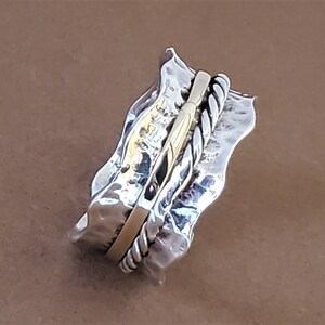 Wave Spinner Ring, Cluster Infinity Ring, Hammered Thumb Ring - Etsy