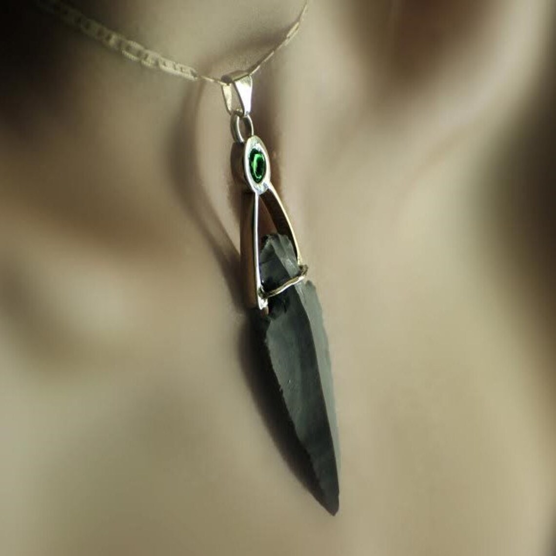London Blue Topaz, Arrowhead Obsidian Necklace - Etsy