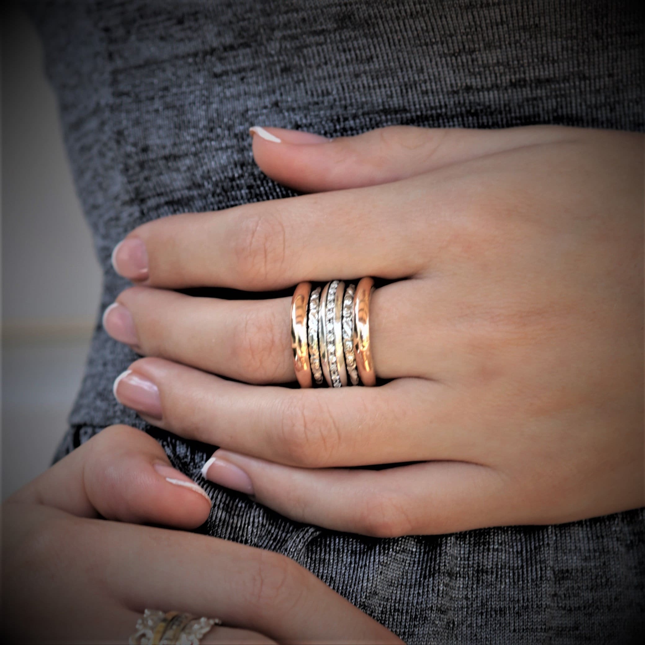Rose Gold Spinner Ring for Women Meditation Ring Wide - Etsy Israel