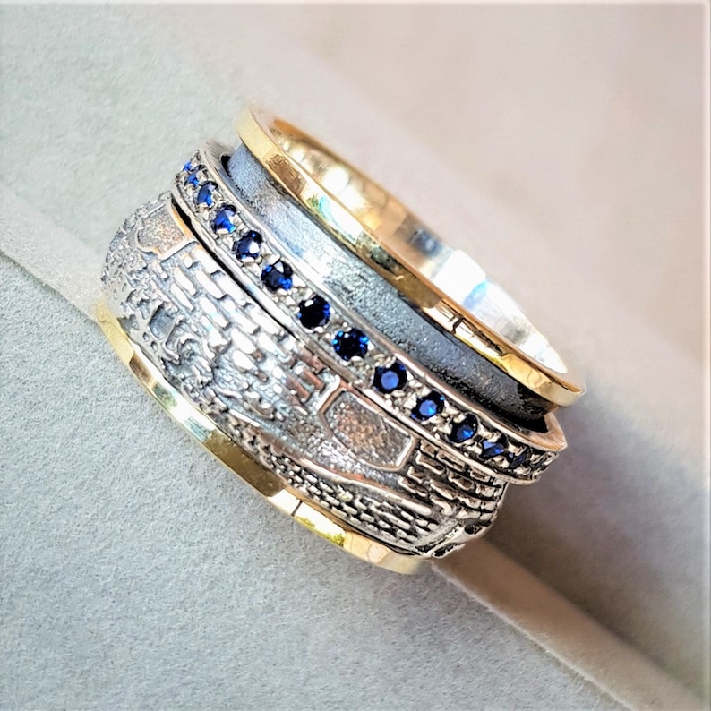 Gold and Silver Jerusalem Ring Jewish Wedding Ring Opal - Etsy
