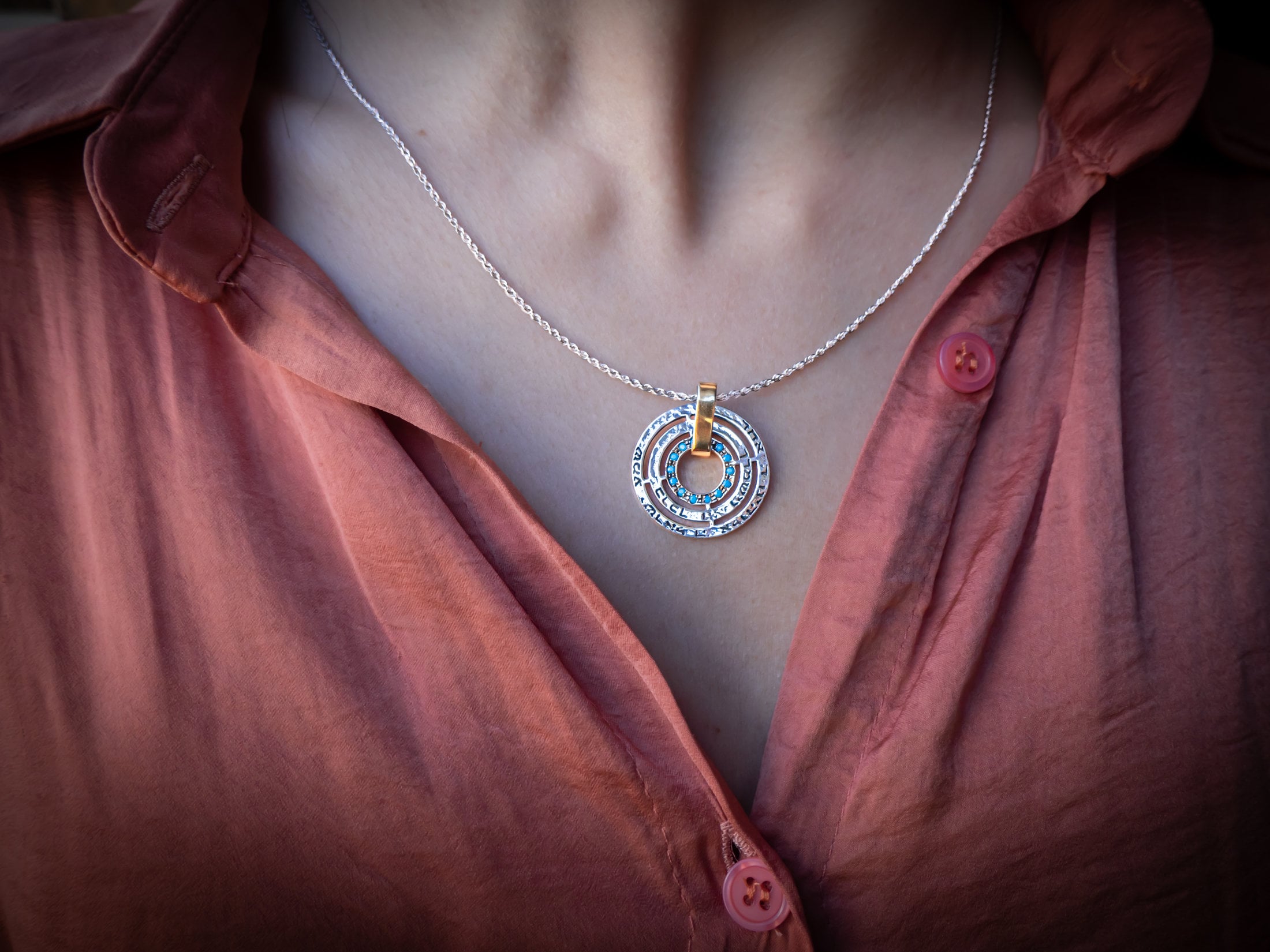 Shema Israel Hebrew Necklace for Women 9K Gold and Silver - Etsy