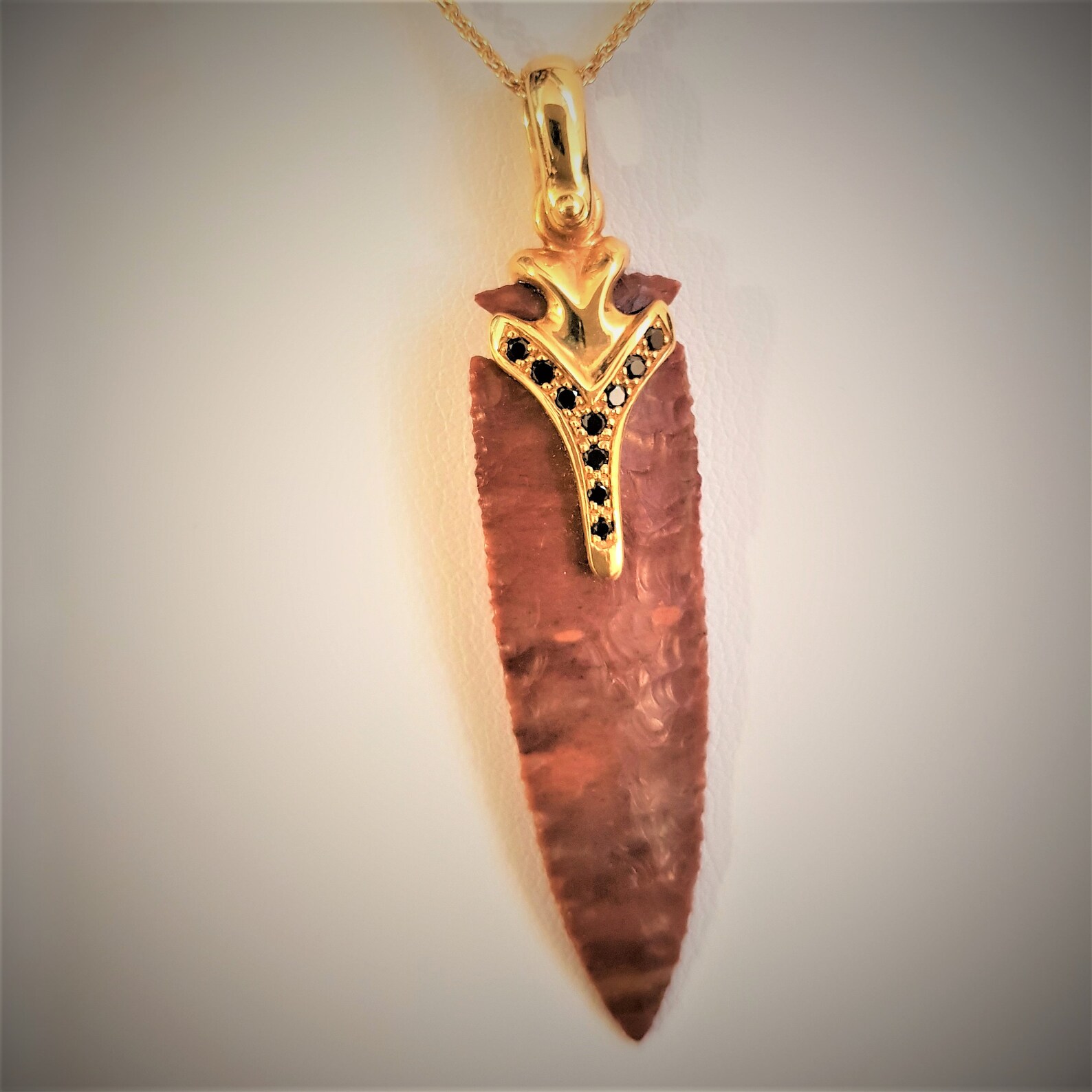 18k Gold Obsidian Necklace Pendant Black Diamonds Boho - Etsy