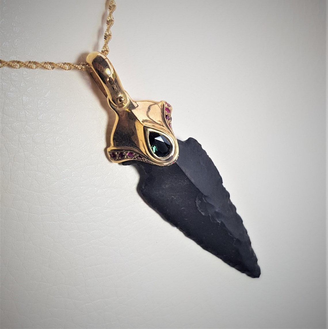 14K Gold Obsidian Necklace Black Tourmaline Necklace | Etsy