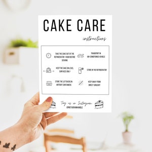 Thank You Business Card, Cake Care Card, Cake Instructions Card ...