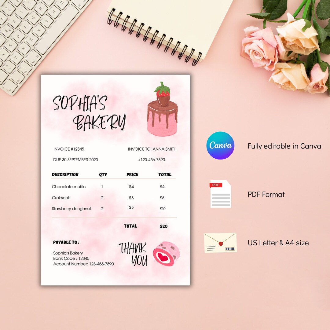 Cake Order Form Bakery Invoice Bakery Order Form Order - Etsy