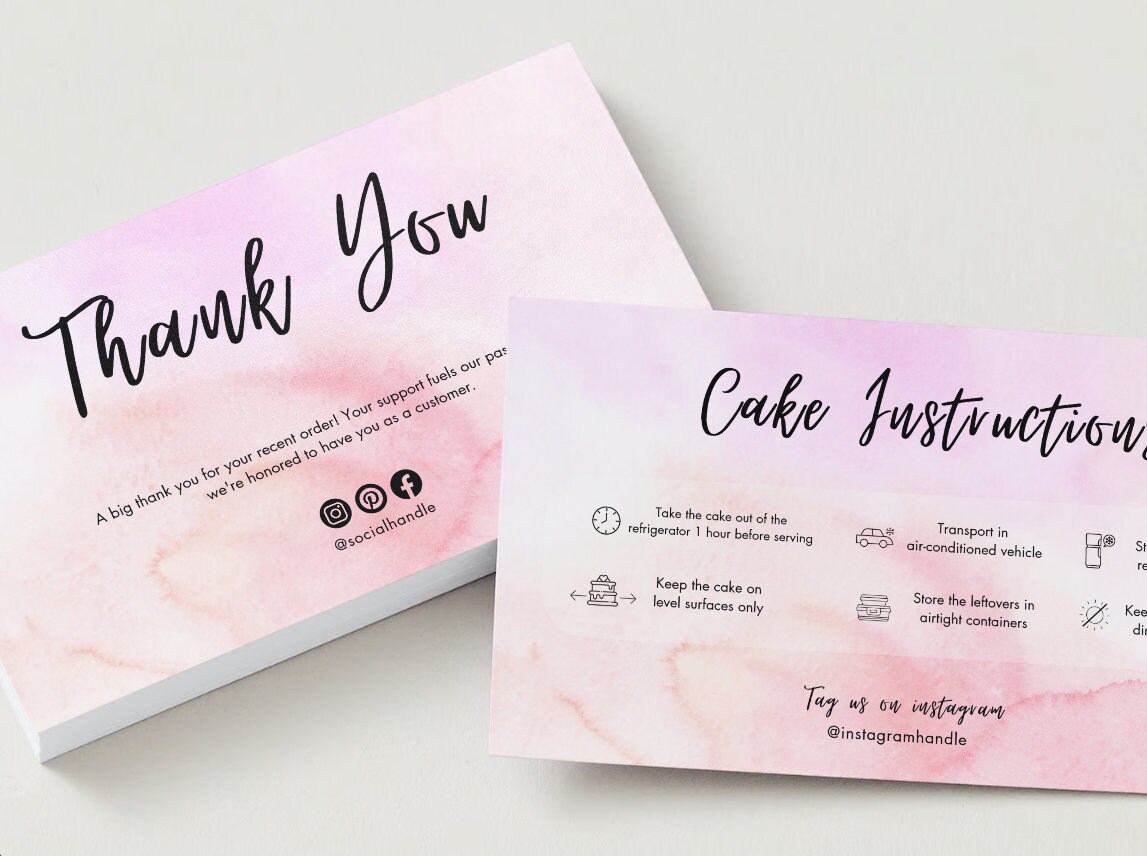 Cake Care Editable Template Cake Care Card Cake Care - Etsy