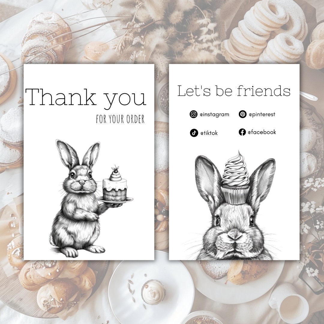 Thank You for Your Order Card, Bakery Thank You Minimalist Card, Bakery ...