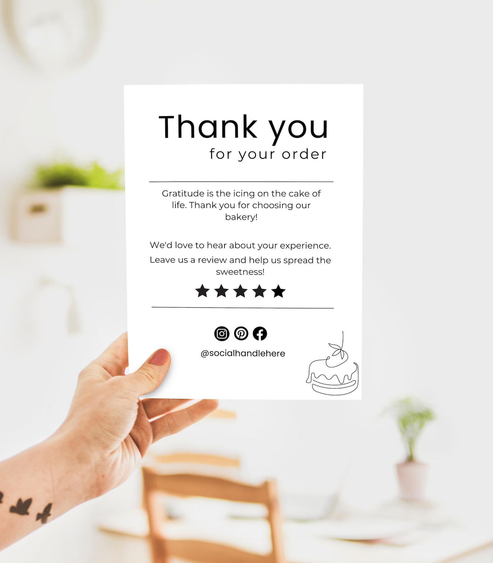 Cake Care Card, Thank You Business Card, Cake Instructions, Cake ...