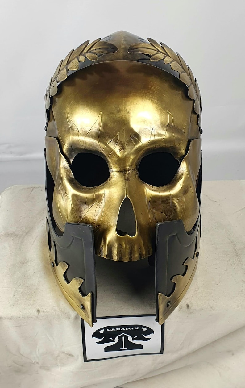 Helmet Skull Brass With Laurel Wreath - for Full Plate - Larp, Middle ...