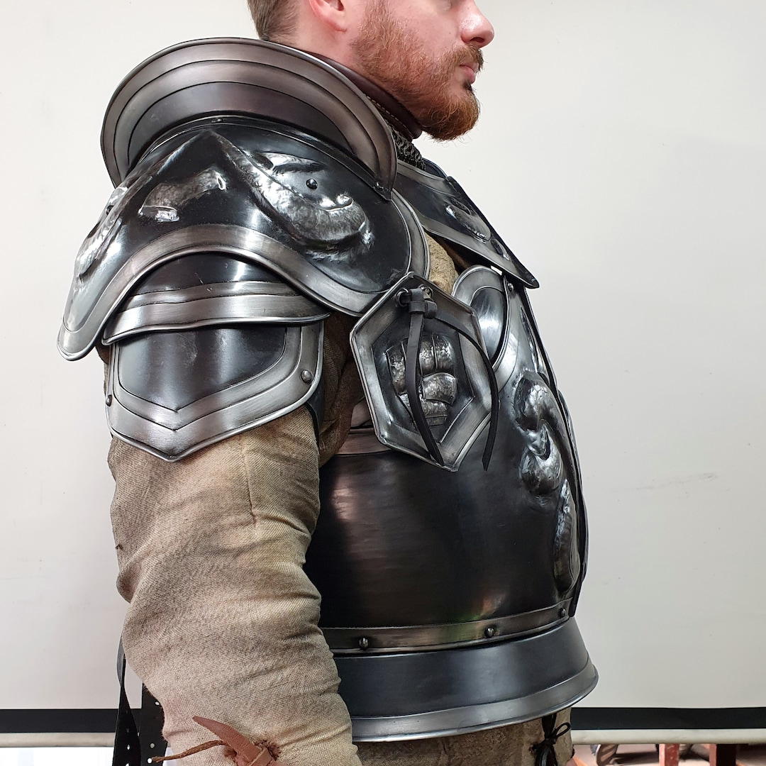 Plate Armor Prototype With Collar and Shoulder Decorated and Blued for Larp Medieval - Etsy