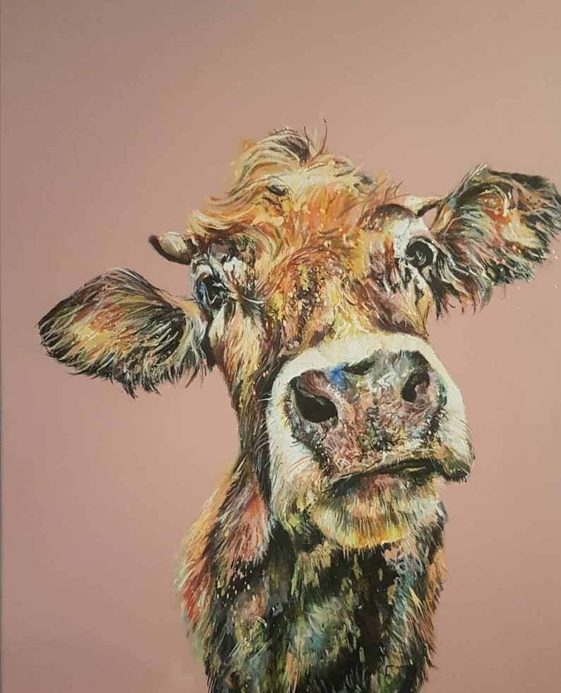 Cow Print of an Original Painting Oil on Canvas by FJ Fine - Etsy