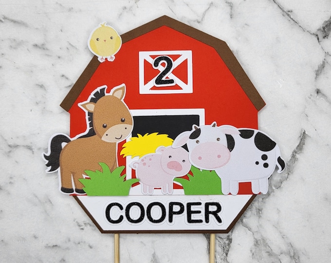 Farm Cake Topper Personalized Farm Cake Topper Cardstock Cake Topper ...