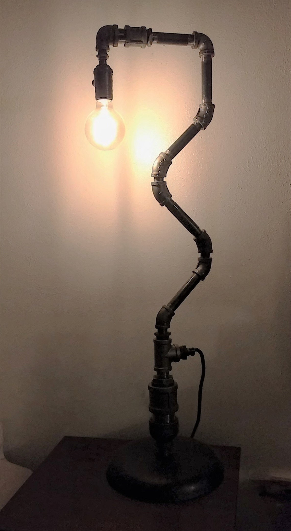 Industrial Pipe Table Lamp With Edison Bulb - Etsy