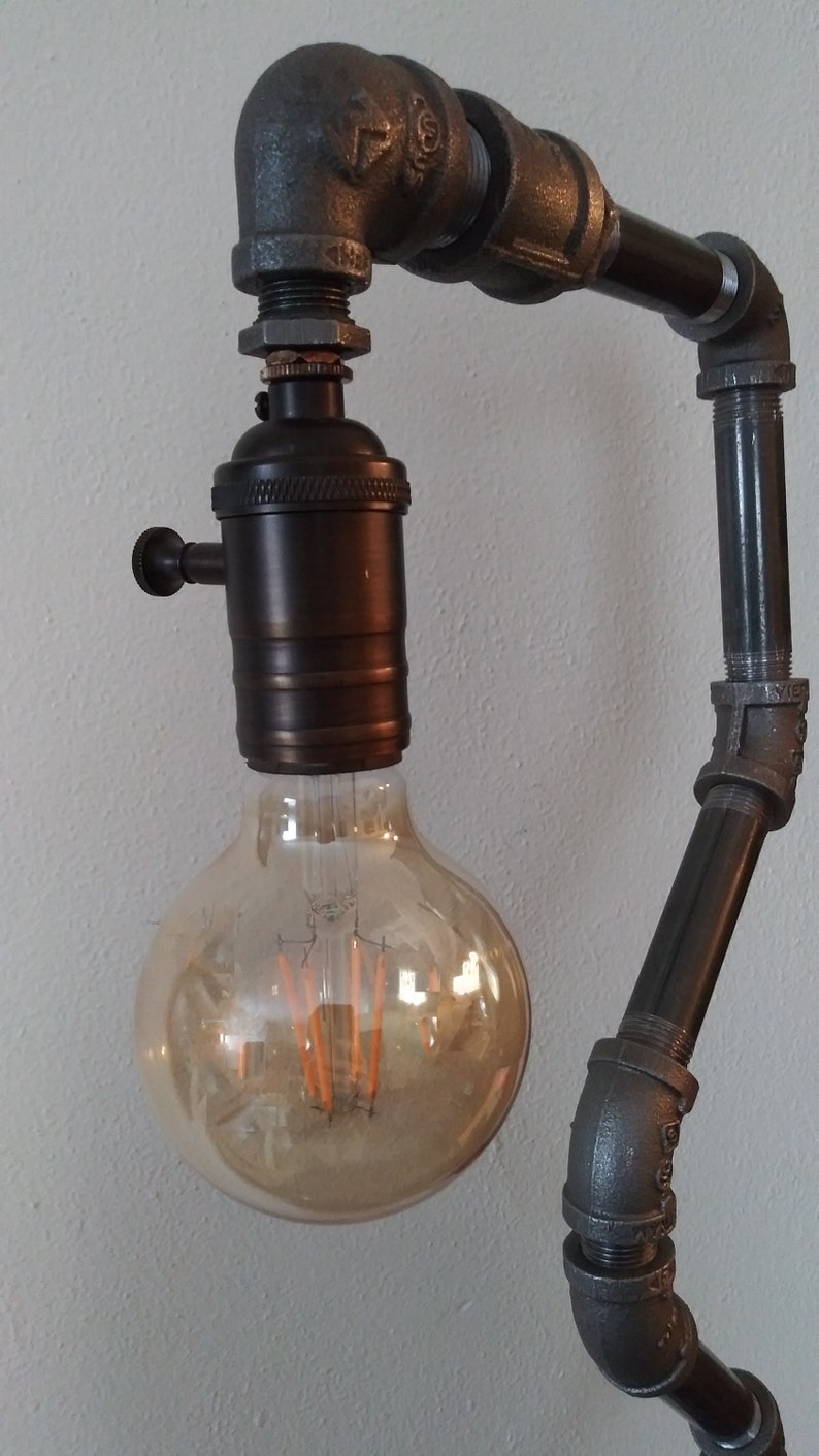 Industrial Pipe Table Lamp With Edison Bulb - Etsy