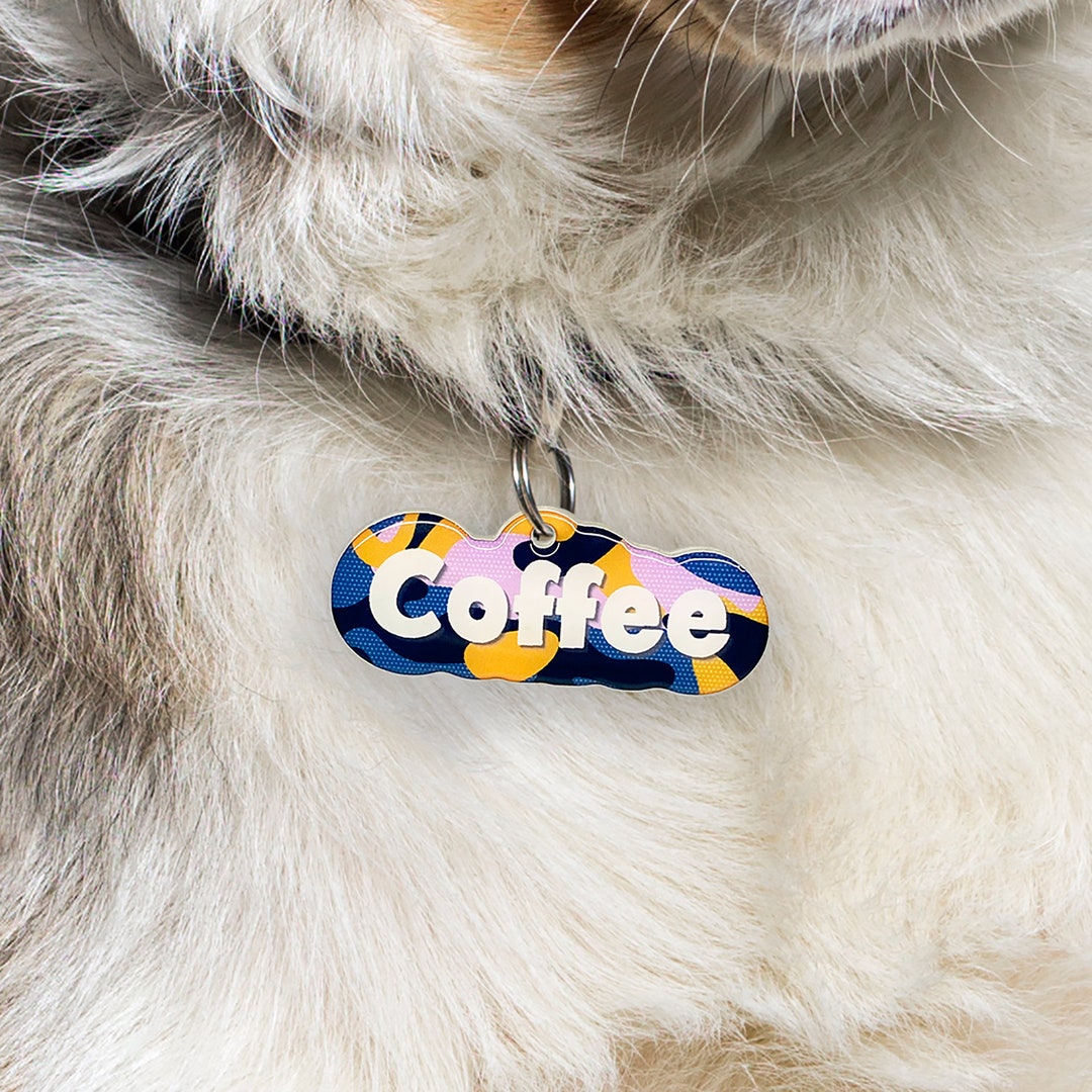 Camo Lilac Apricot Rock-sugar Font Dog ID Tags by Bashtags - Etsy