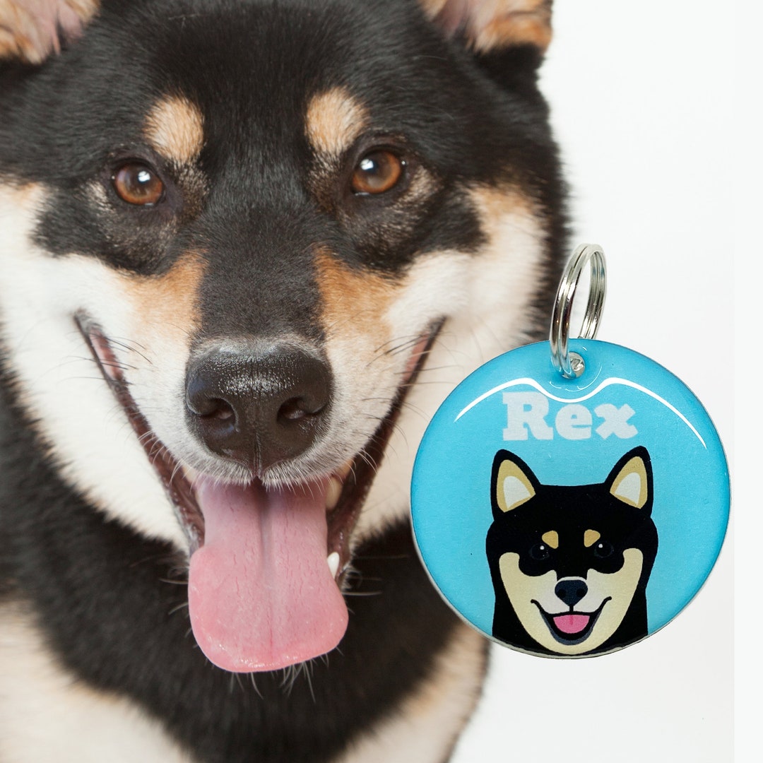 Black Shiba Inu Dog Name Tag: Durable Acrylic Pet ID - Etsy