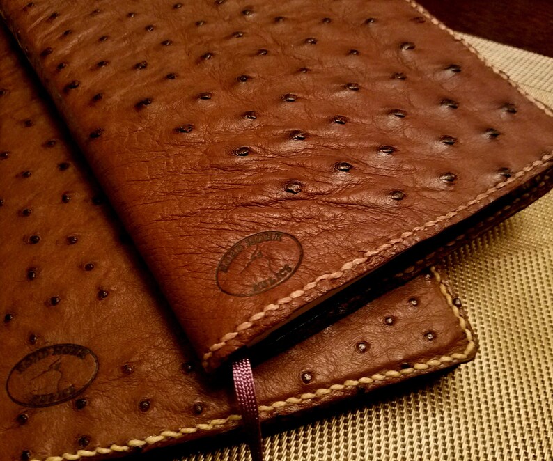 Handmade Saddle Stitched Ostrich Leather Journal Covers | Moleskine ...