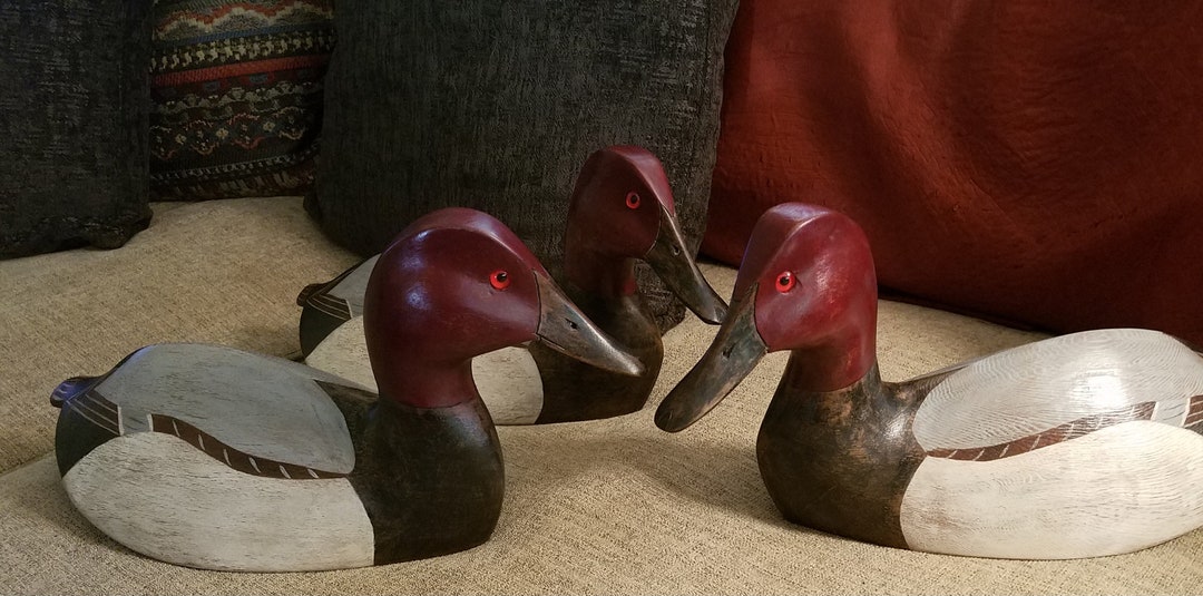 Hand Carved Wood Decoy | Canvasback Drake Decoy Antique Finish - Etsy