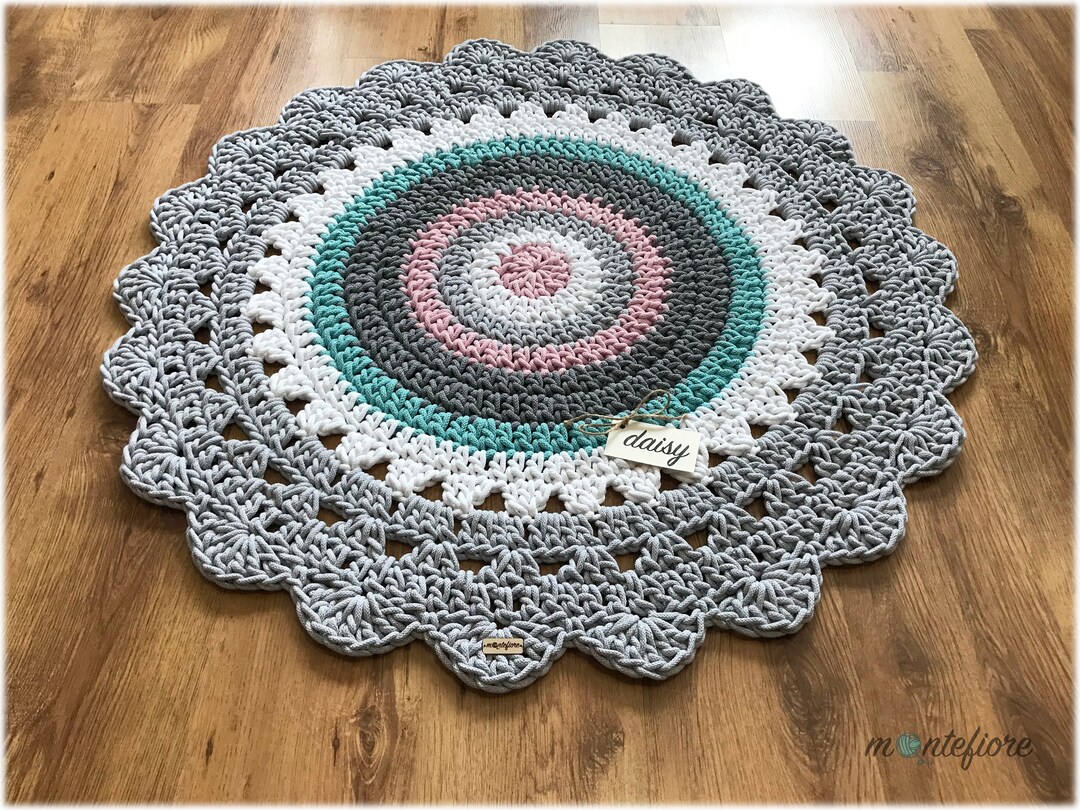 Crochet Rug Round Rug Nursery Rug Floor Rug Doily Rug Scandinavian Rug ...