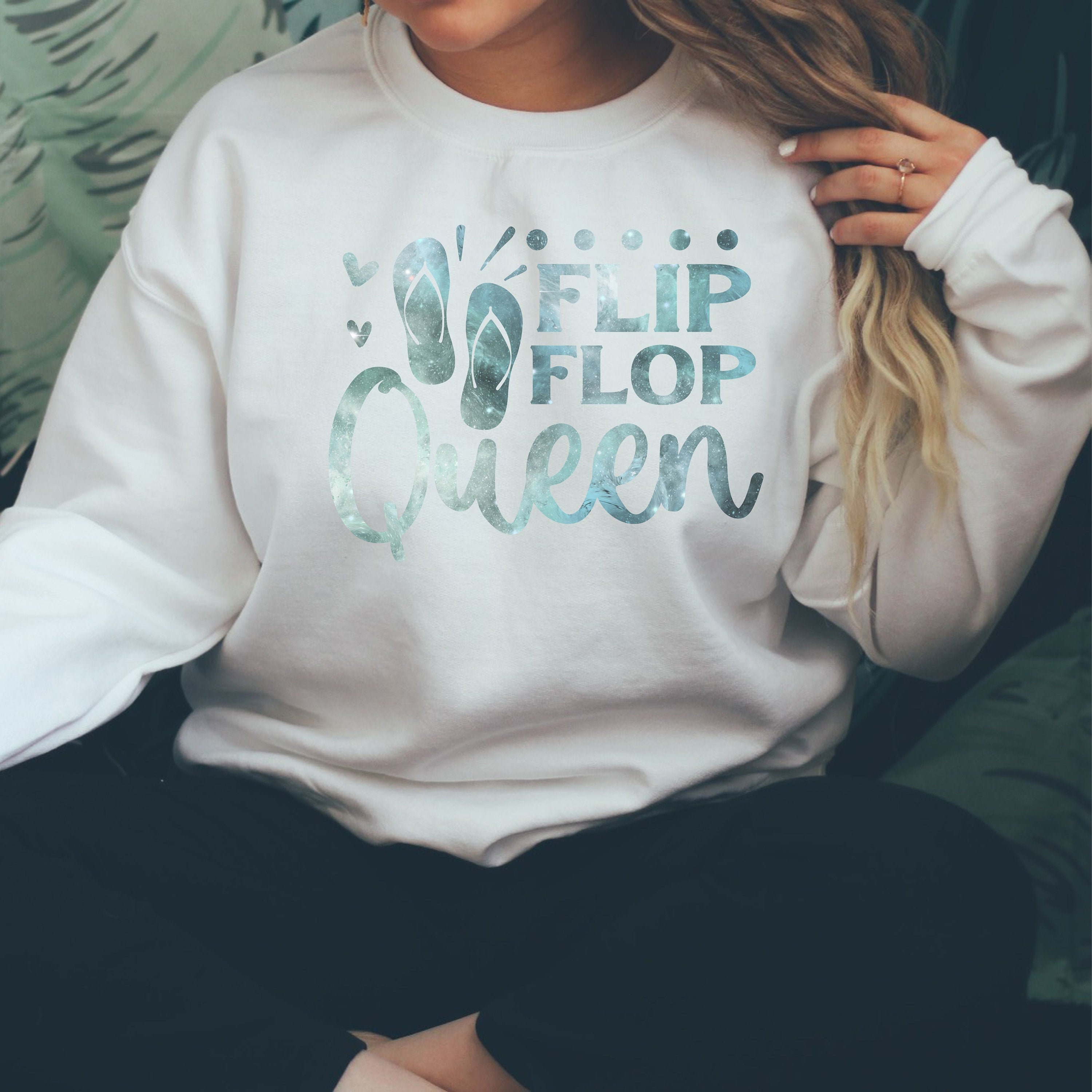 Flip Flop Queen Sweatshirt, Beach Sweatshirt, Women's Sweatshirt ...