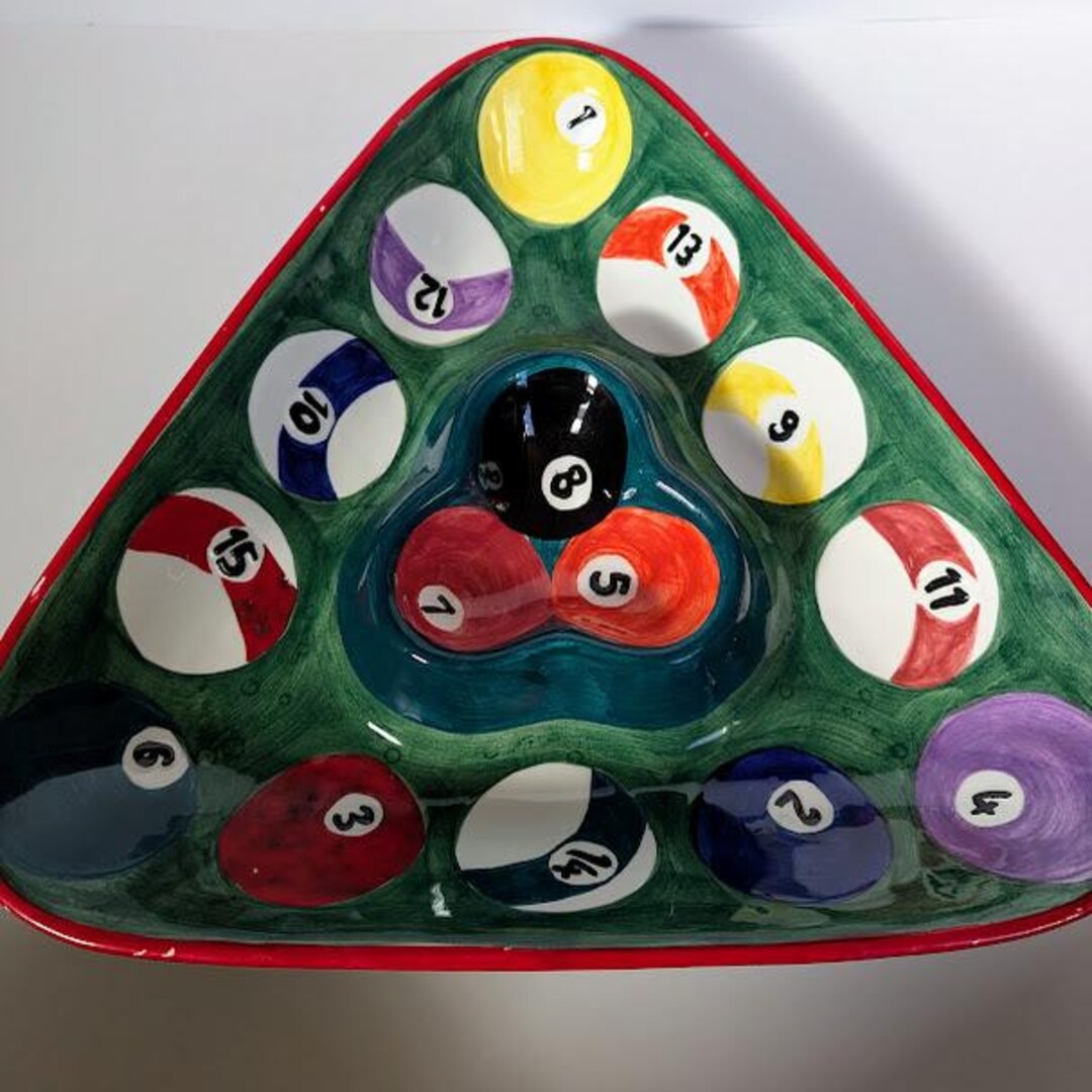 Billiard Balls Pool Balls Chips and Dip Bowl Triangle Serving Platter ...