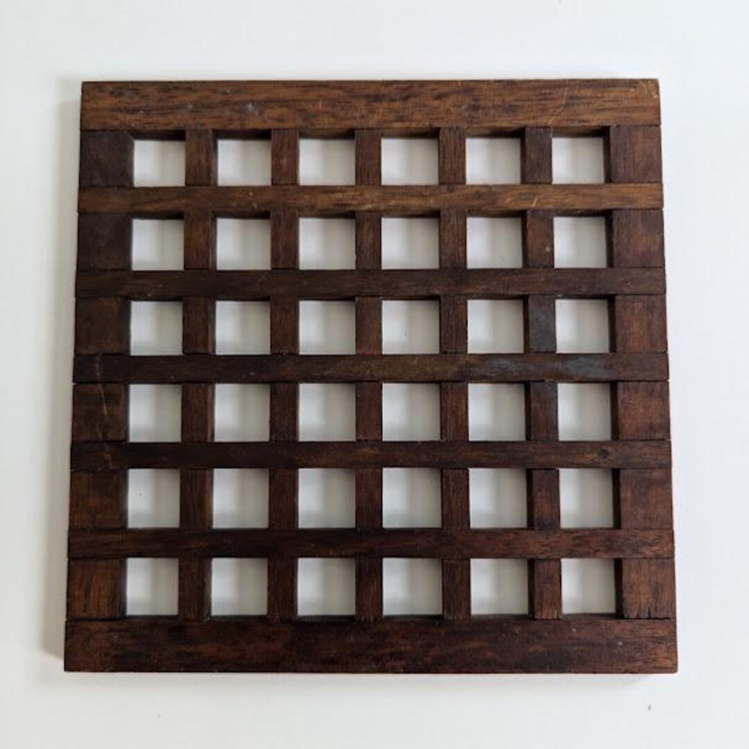 Vintage Teak Wood Hot Plate Trivet Wall Decor Box Joints Square Grid - Etsy