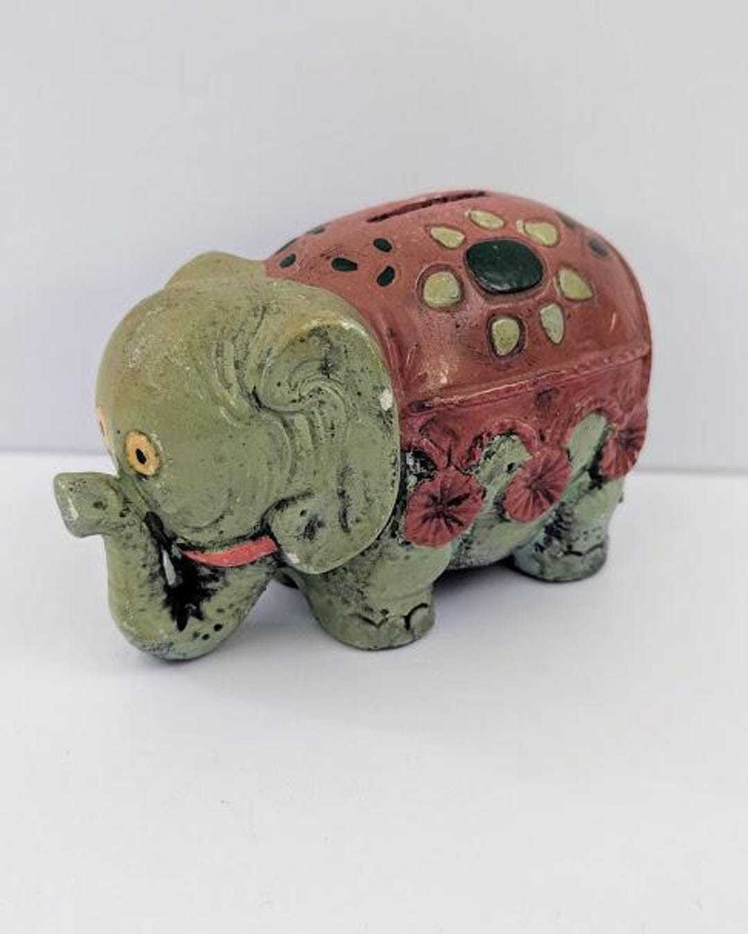 Vintage 1960s Elephant Coin Bank Chalkware Viking Imports - Etsy
