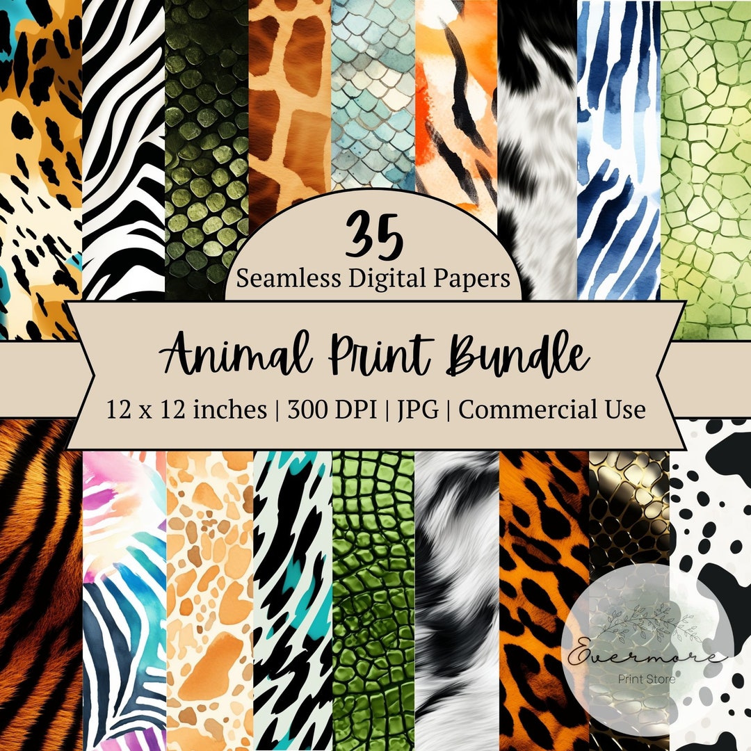 Animal Print Digital Paper, Seamless Animal Print Patterns, Printable ...