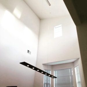 CIX 96 Inch Linear Pendant Light in Black Walnut and Brushed Aluminum ...