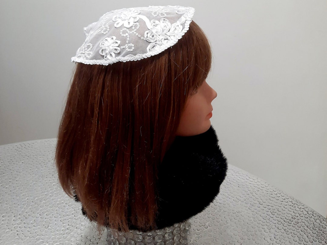 8-inch White With Sequin Round Doily Style, Chapel Cap Veil, Princess ...