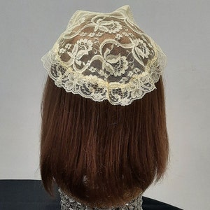 Yellow Lace Doily Chapel Cap Veil, Princess Style Chapel Veil, Hat for ...